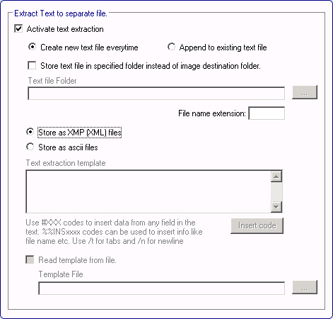 Extracting text from input images